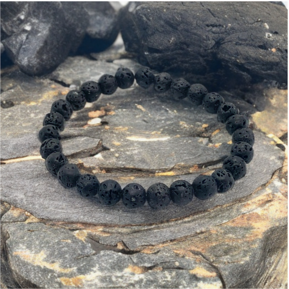Artisan Bracelets - with Lava Oil Diffuser Stones, All Black Bracelet ...